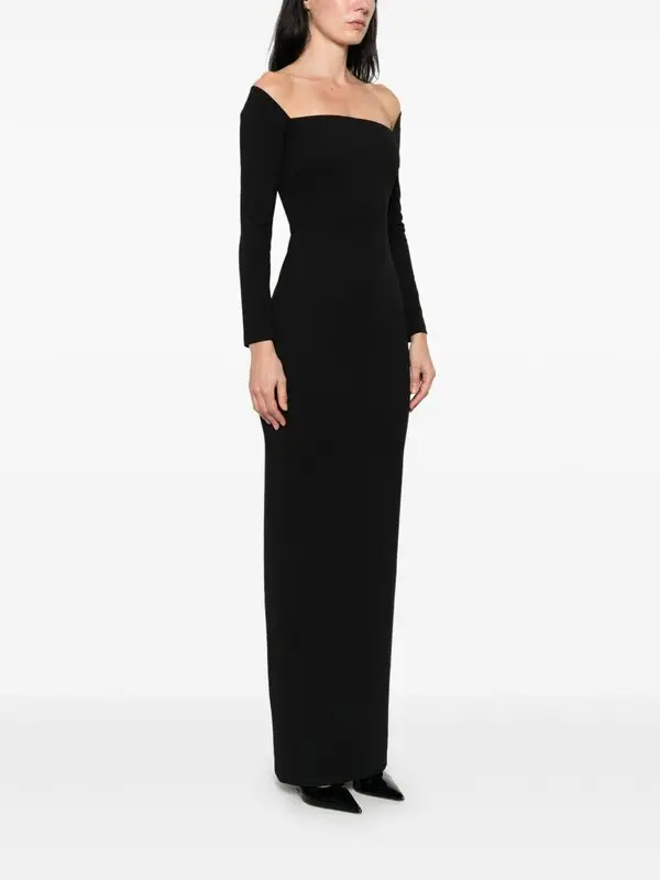 Solace London Lolita Maxi Dress With Square Neck And Long Sleeves - Nero