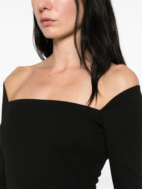 Solace London Lolita Maxi Dress With Square Neck And Long Sleeves - Nero