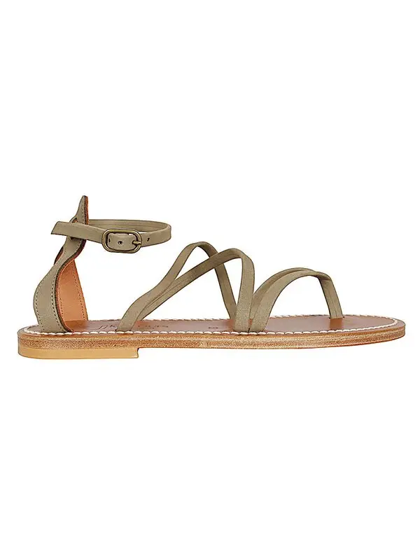 K.JACQUES Epicure Leather Strappy Sandals - Kaki