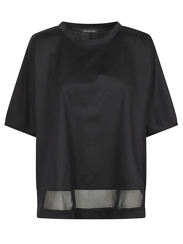 MIZUIRO Ind Cotton T-shirt With Mesh Hem Detail