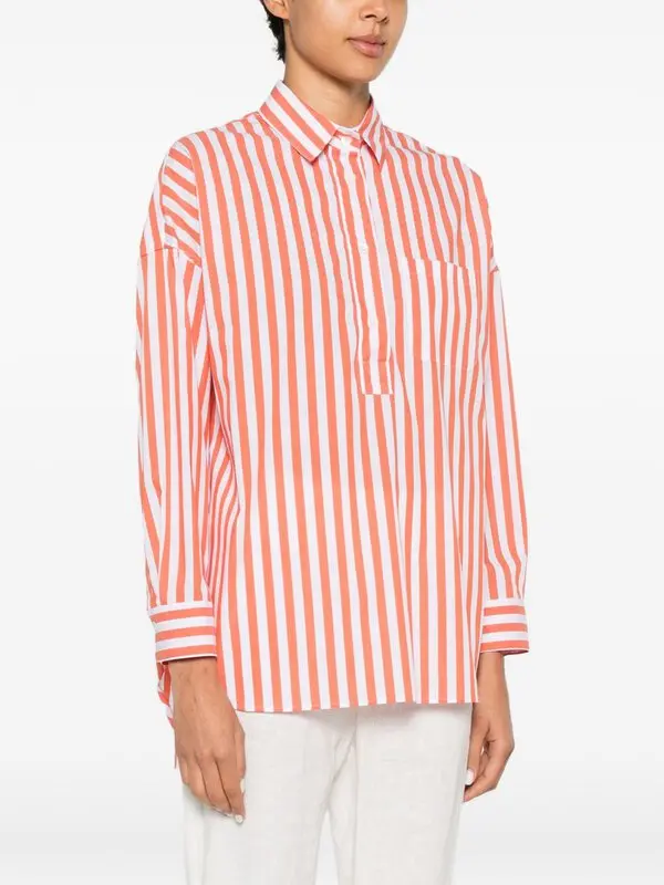 ARCHIVIO '67 Cotton Blend Striped Shirt - Rosso