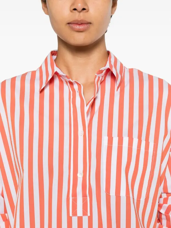 ARCHIVIO '67 Cotton Blend Striped Shirt - Rosso