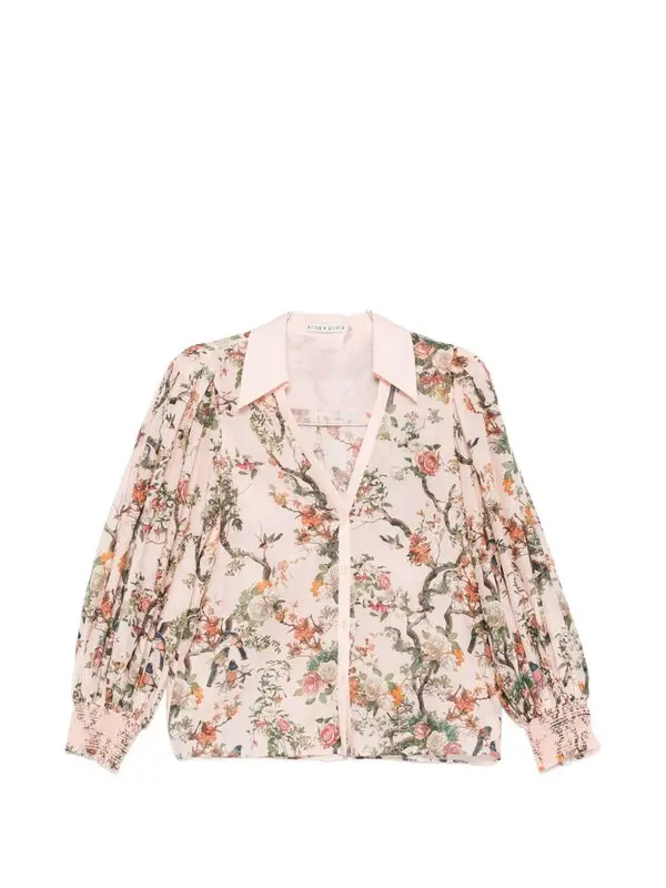 Alice + Olivia Charis Printed Puff Sleeve Blouse - Rosa