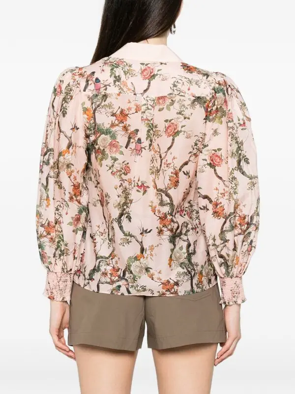 Alice + Olivia Charis Printed Puff Sleeve Blouse - Rosa