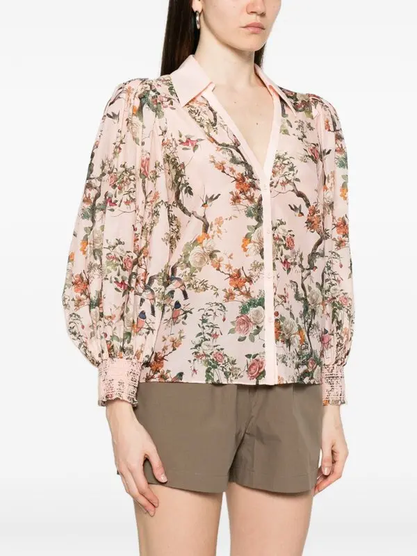 Alice + Olivia Charis Printed Puff Sleeve Blouse - Rosa