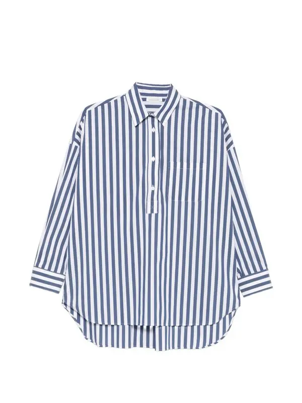 ARCHIVIO '67 Cotton Blend Striped Shirt - Blu