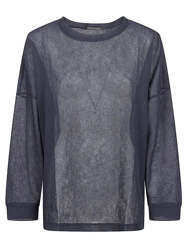 MIZUIRO Mizuiroind Crewneck Sweater With Asymmetrical Hem