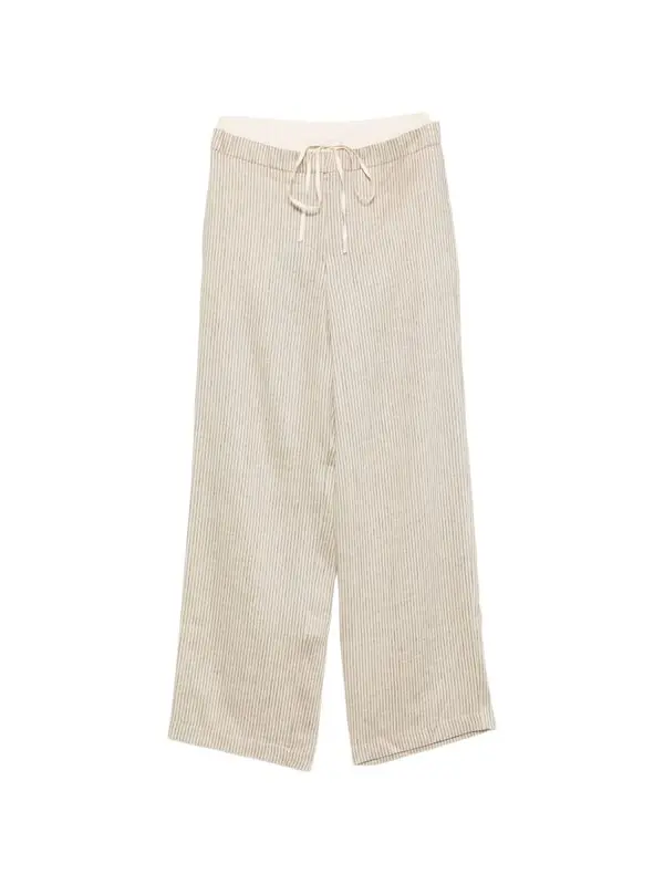 ALYSI Beige Striped Trousers - Crema