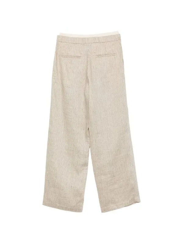 ALYSI Beige Striped Trousers - Crema