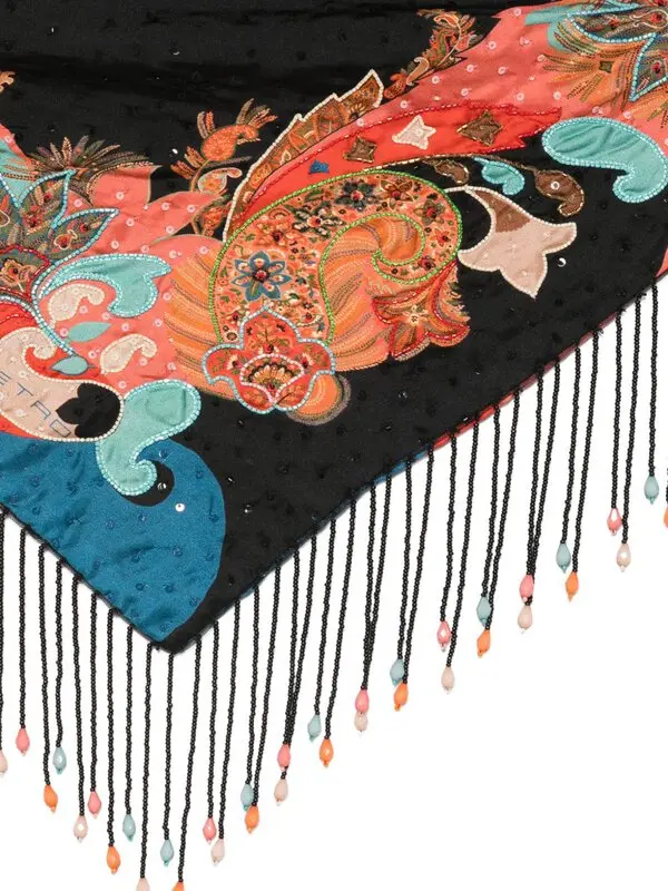 Etro Printed Silk Foulard With Embellishments - Multicolor