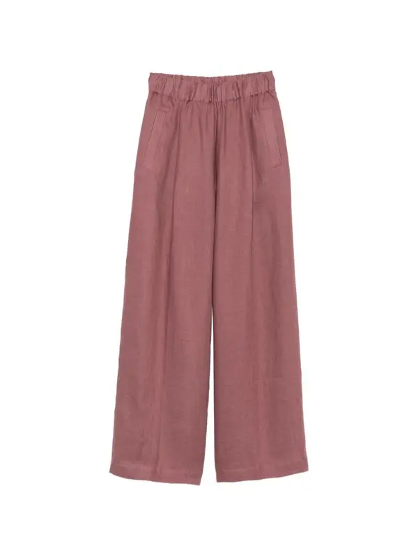 SEMICOUTURE Jhonny Linen Wide Leg Trousers - Bordeaux