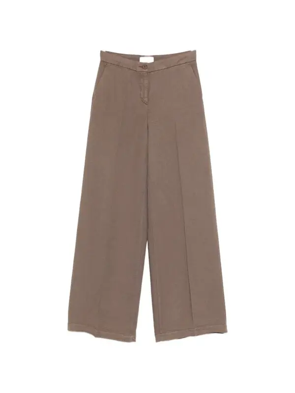 VIA MASINI 80 Linen Wide Leg Trousers - Marrone