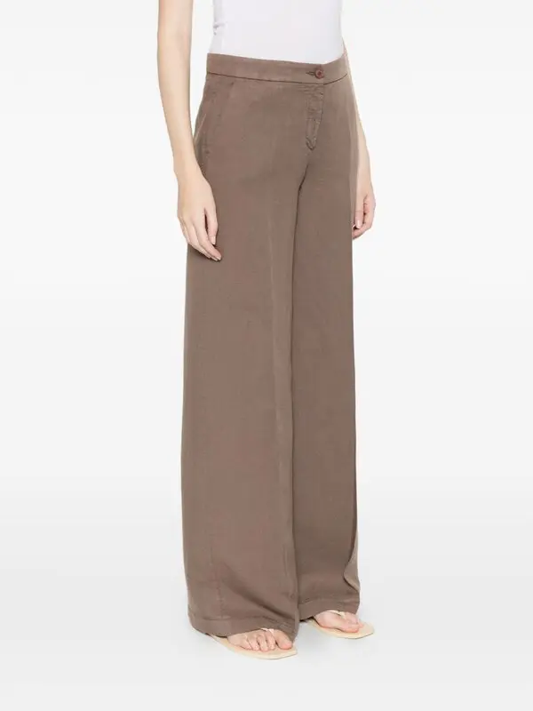 VIA MASINI 80 Linen Wide Leg Trousers - Marrone