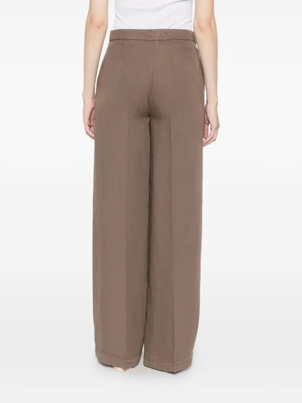 VIA MASINI 80 Linen Wide Leg Trousers - Marrone