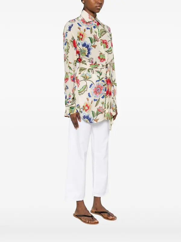 ARCHIVIO '67 Printed Floral Shirt With Belted Waist