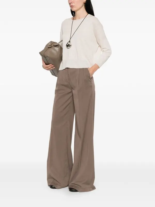 VIA MASINI 80 Linen Blend Wide Leg Trousers