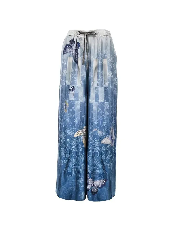 PIERRE-LOUIS MASCIA Printed Silk Trousers - Azzurro