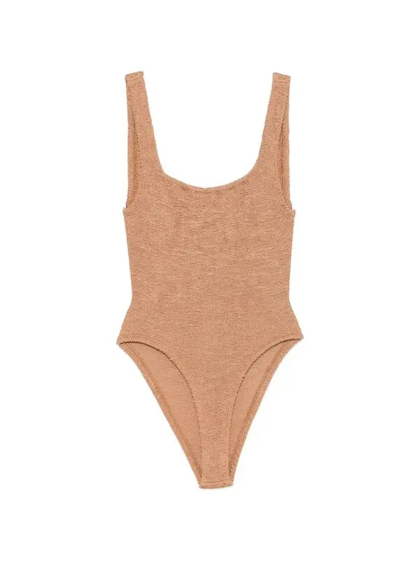 HUNZA Square Neck High-cut Swimsuit - Marrone