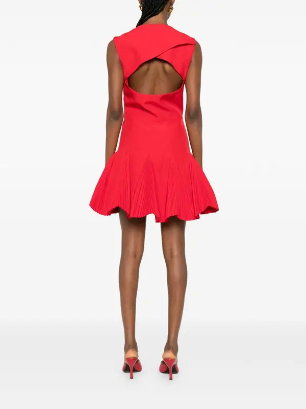 CATALINA Red V-neck Pleated Mini Dress