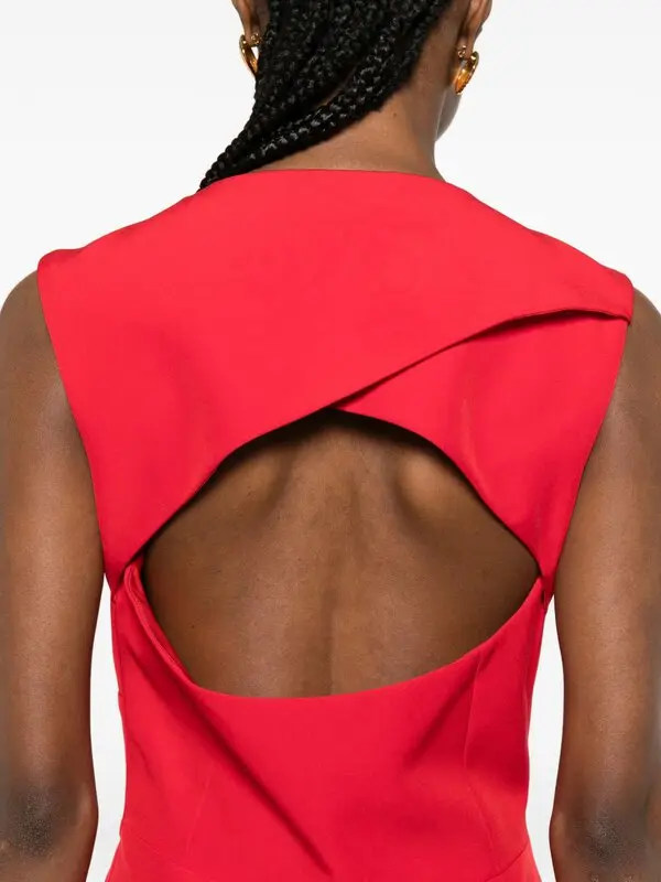CATALINA Red V-neck Pleated Mini Dress