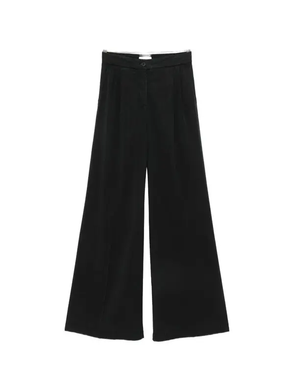 VIA MASINI 80 Black Linen Blend Wide Leg Trousers