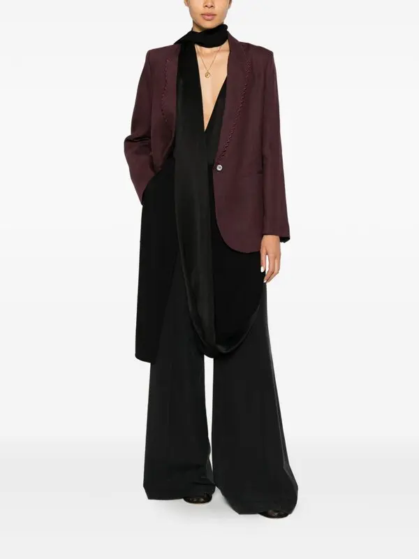 VIA MASINI 80 Black Linen Blend Wide Leg Trousers