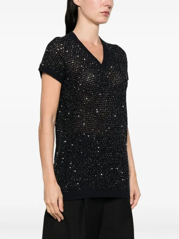 Fabiana Filippi Embellished V-neck Top - Blu