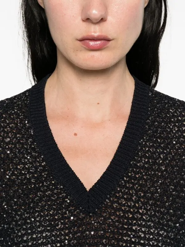 Fabiana Filippi Embellished V-neck Top - Blu
