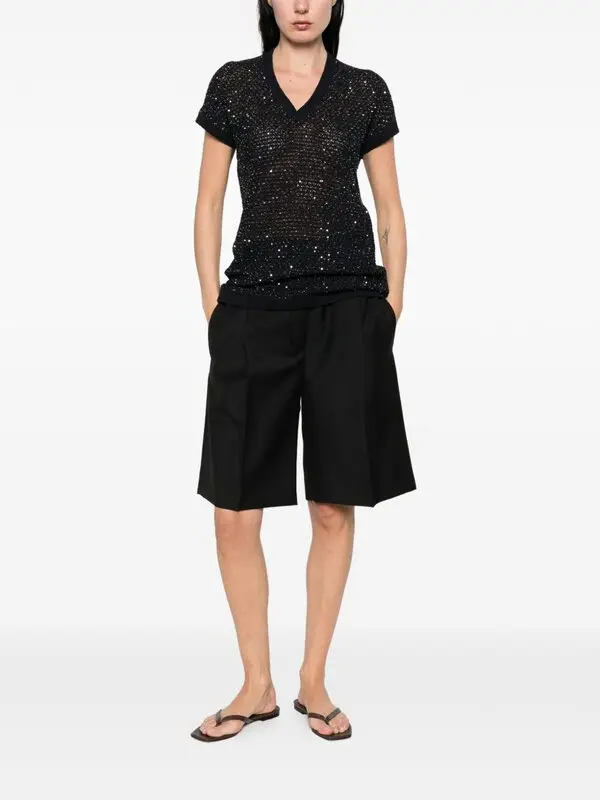 Fabiana Filippi Embellished V-neck Top - Blu