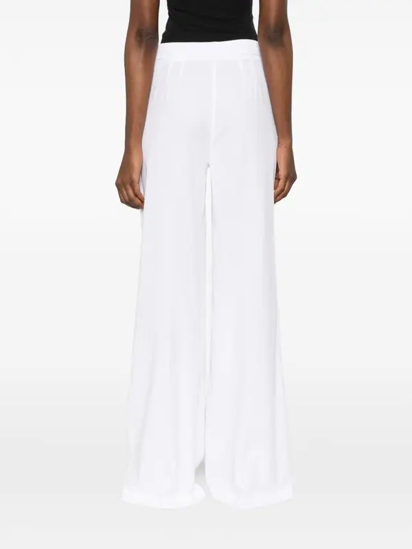 VIA MASINI 80 Linen Blend Wide Leg Trousers - Bianco