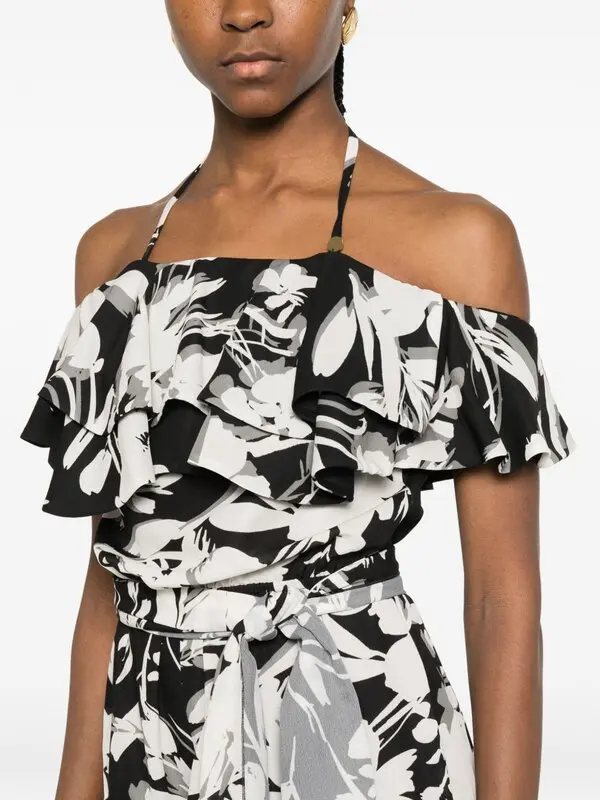 CATALINA Printed Jumpsuit With Ruffled Trim