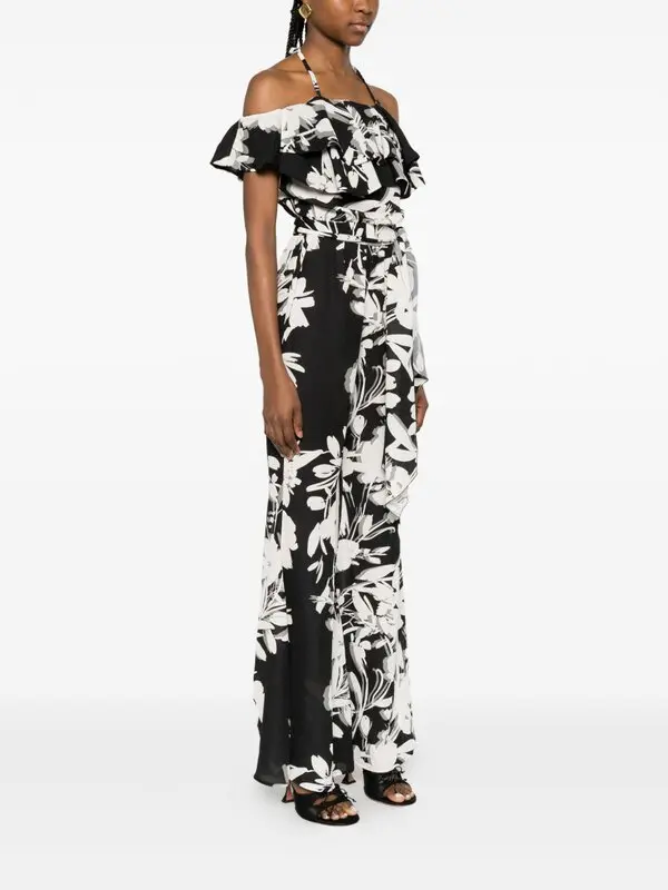 CATALINA Printed Jumpsuit With Ruffled Trim