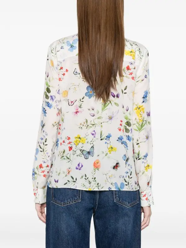 Alice + Olivia Willa Printed Long Sleeve Shirt - Bianco