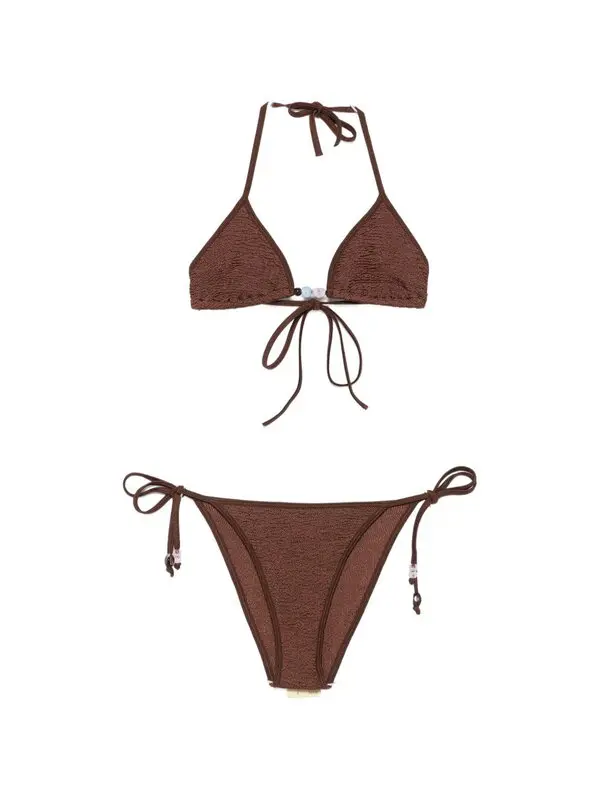 HUNZA G Gina Beaded Bikini Set - Marrone
