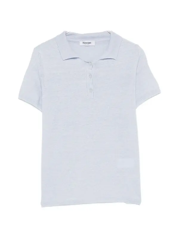 BASE Linen And Cotton Blend Polo Shirt - Azzurro