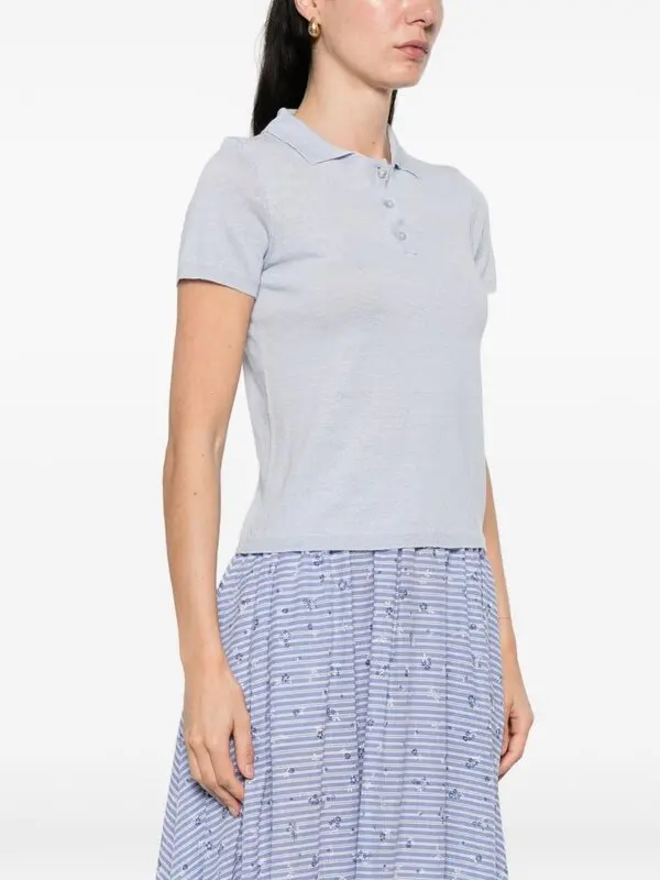 BASE Linen And Cotton Blend Polo Shirt - Azzurro