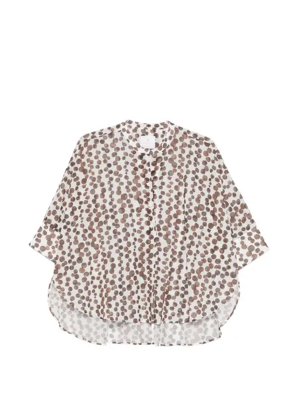 TRAME AUREE Printed Cotton Blouse - White
