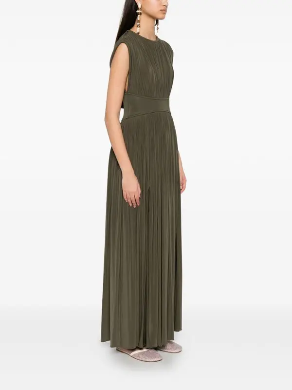 Zimmermann Luna Pleated Column Maxi Dress - Verde