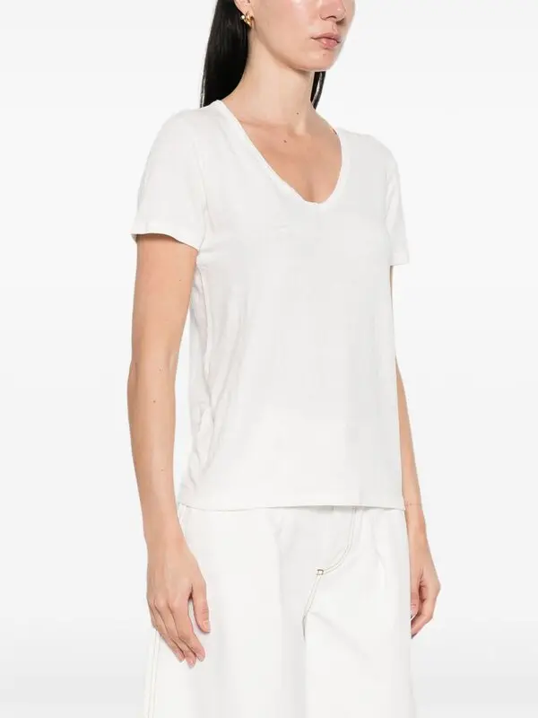 BASE Linen T-shirt With Short Sleeves And Round Neck - Bianco