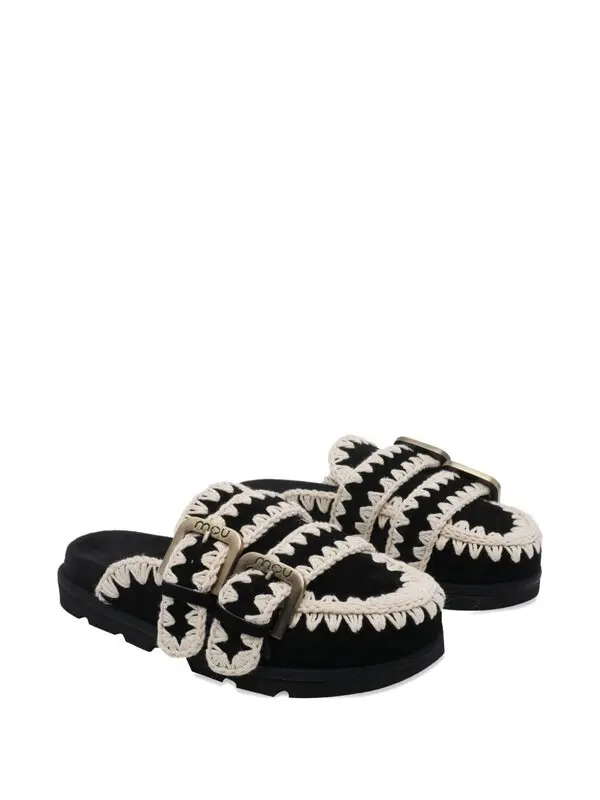 Mou Bio Low Slippers With Buckle Detail - Black