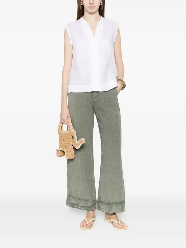 TRAME AUREE Sleeveless V-neck Linen Blouse