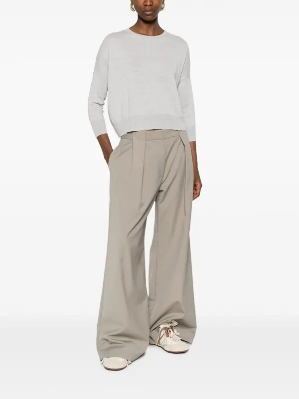 BASE Linen And Cotton Blend Sweater - Grigio