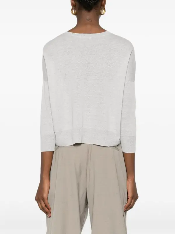 BASE Linen And Cotton Blend Sweater - Grigio