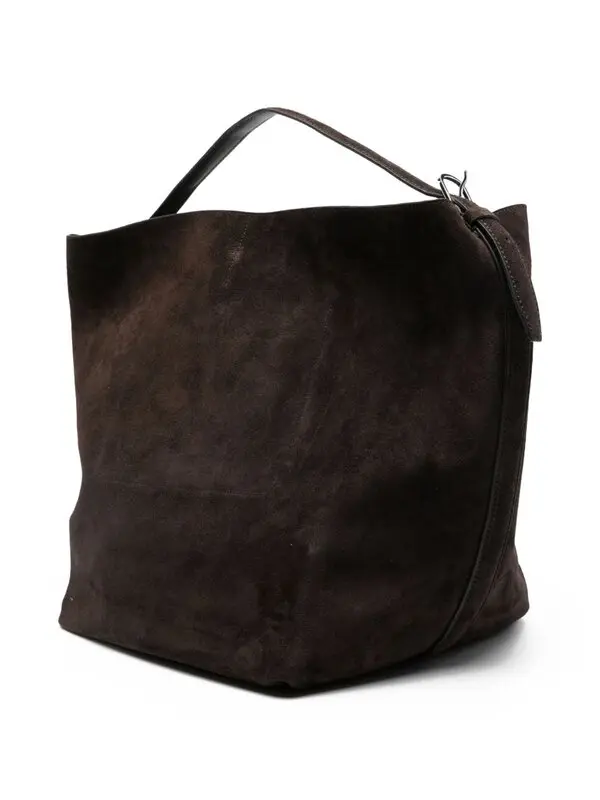 TOTEME Belted Suede Leather Tote - Marrone