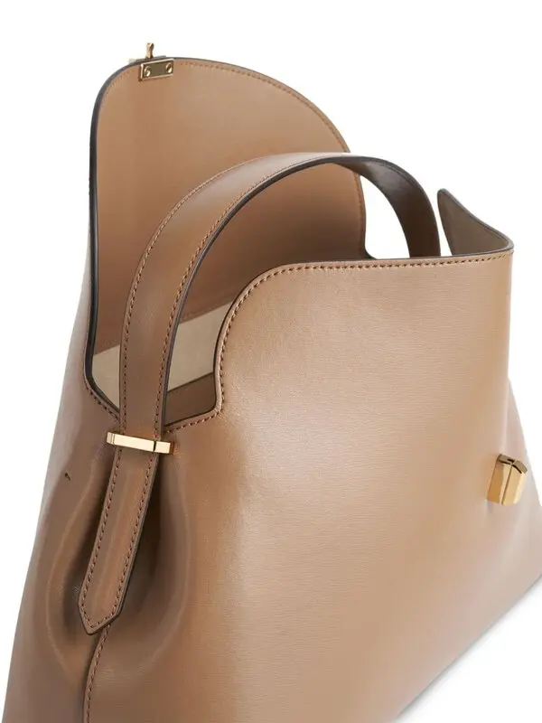 TOTEME T Lock Leather Clutch - Cammello