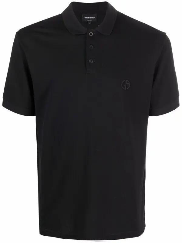 Giorgio Armani Piqeut Cotton Polo Shirt - Nero