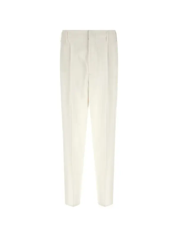 Brunello Cucinelli Cotton Pleated Trousers - Bianco