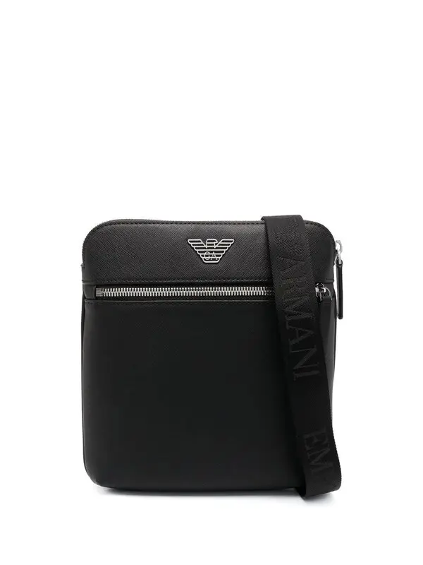 Emporio Armani Leather Crossbody Bag With Logo Strap