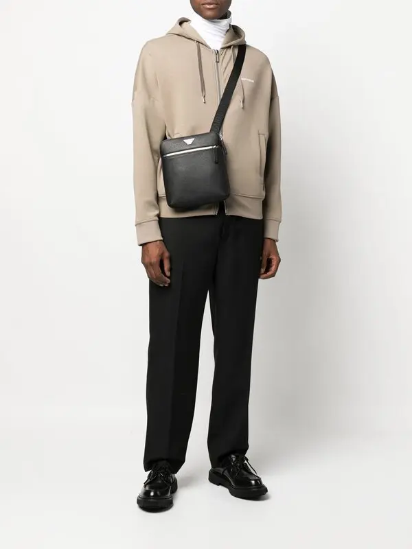 Emporio Armani Leather Crossbody Bag With Logo Strap