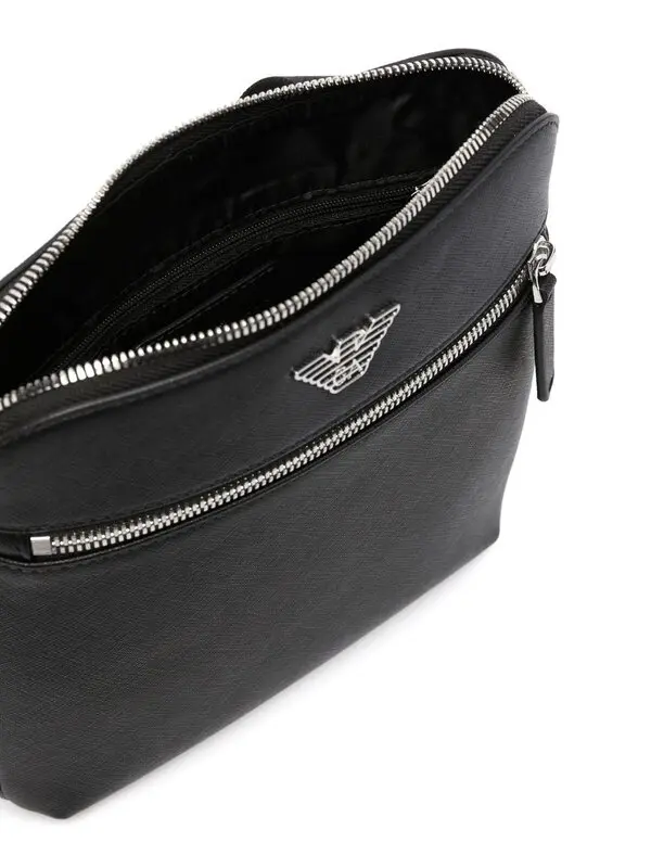 Emporio Armani Leather Crossbody Bag With Logo Strap